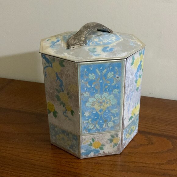 Vintage | Accents | Vintage English Floral Octagonal Tin Made In ...